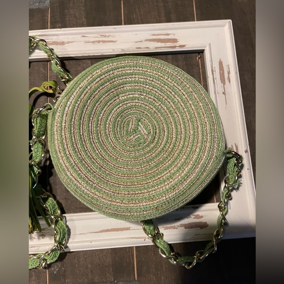 Shiraleah | Bags | Shiraleah Chicago Small Green Leather And Weaved ...